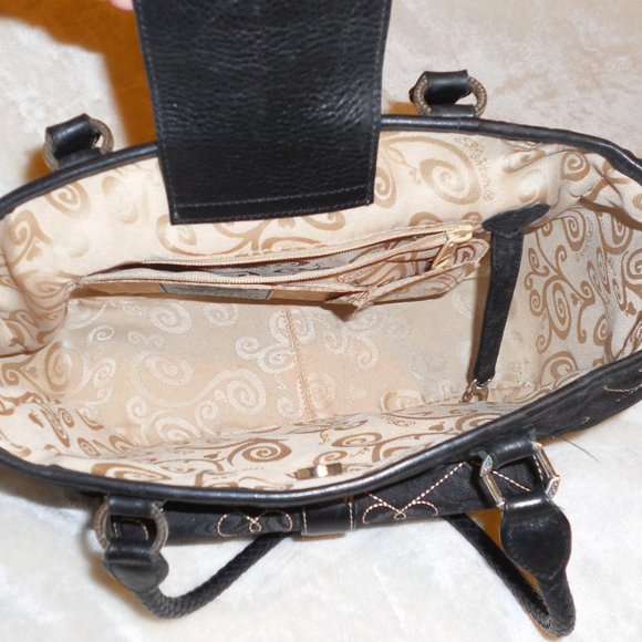 Brighton | Bags | Brighton Black Embroidered Satchel Handbag 2 Braided ...